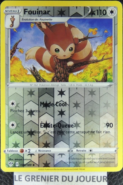 CARTE POKÉMON FOUINAR 136/189 REVERSE TÉNÈBRES EMBRASÉES FR NEUF EUR 1 ...