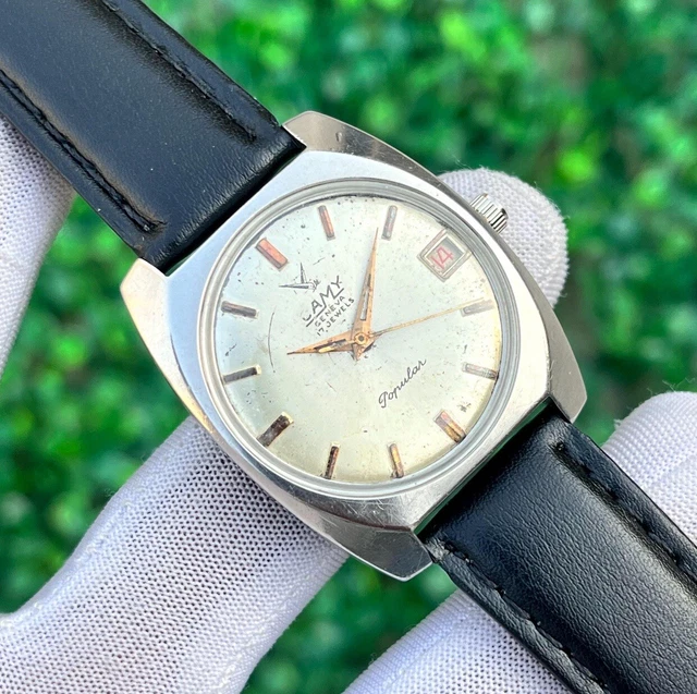 VINTAGE CAMY GENEVA Popular Sunburst Dial Manual Winding Swiss Men's ...