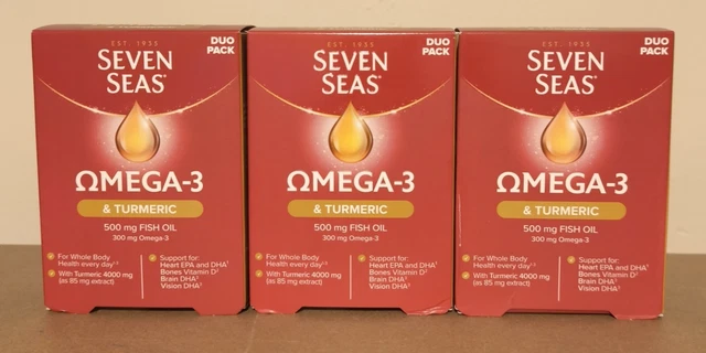 SEVEN SEAS OMEGA 3 and Turmeric 500mg Fish Oil/300mg Omega 3 Duo Pack £ ...
