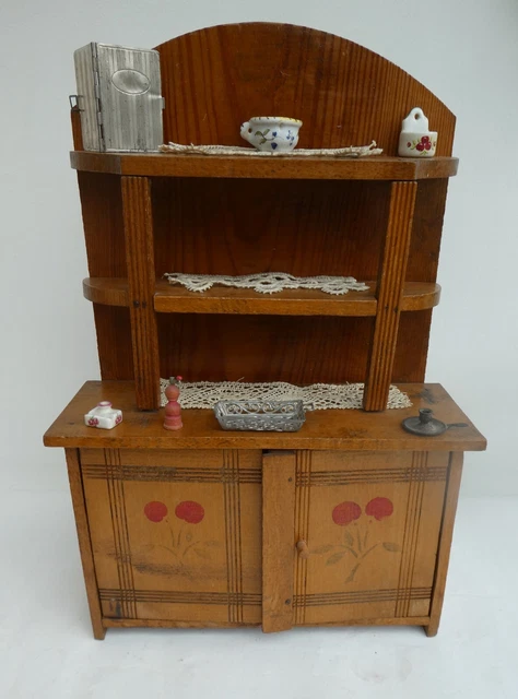 JOUET ANCIEN ARMOIRE bois type buffet de poupée garnie bougeoir, encrier…. 1950 EUR 39,99 ...