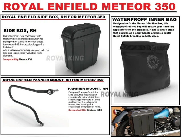 ROYAL ENFIELD &METEOR 350" "SIDE BOX, RH with MOUNT KIT & WATERPROOF ...