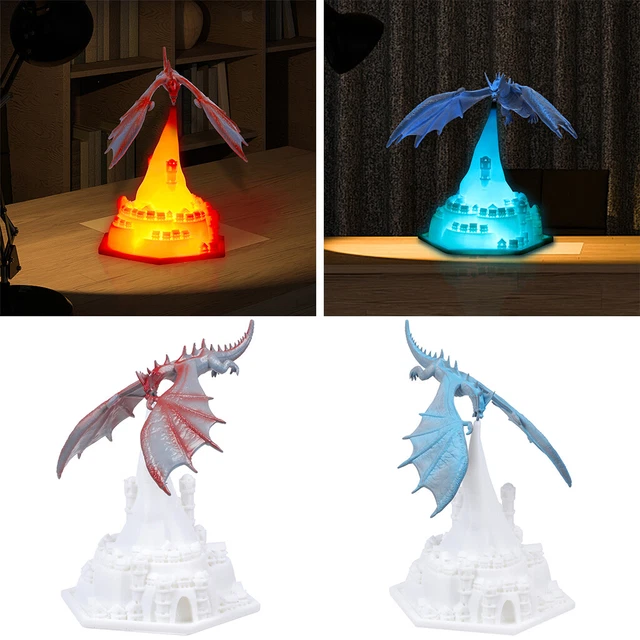 3D PRINTED LED Fire Dragon Light Table Light USB Operated £12.74 ...