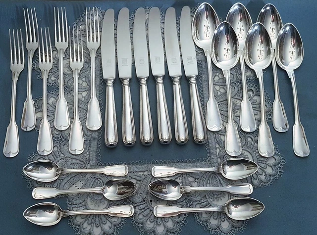 WUNDERSCHÖNES SILBERBESTECK BRUCKMANN Augsburger Faden für 6 Personen EUR 240,00 - PicClick DE