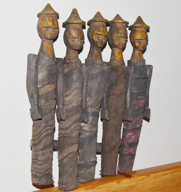 ANTIGÜEDAD PRIMITIVO MADERA Niños Tribal Popular Tales Diorama Puppet ...