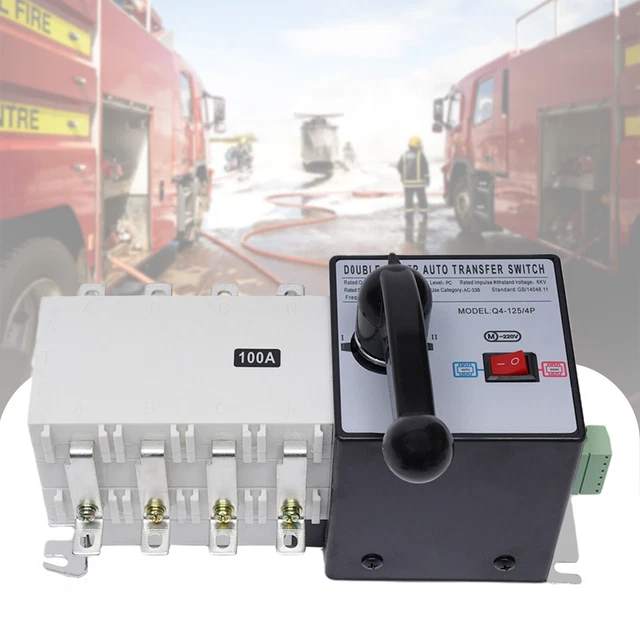 DUAL POWER AUTOMATIC Transfer Switch Generator Changeover Switch w/Fire ...
