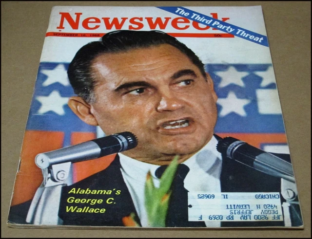 9/16/1968 NEWSWEEK MAGAZINE George Wallace Alabama Richard Nixon Arthur ...