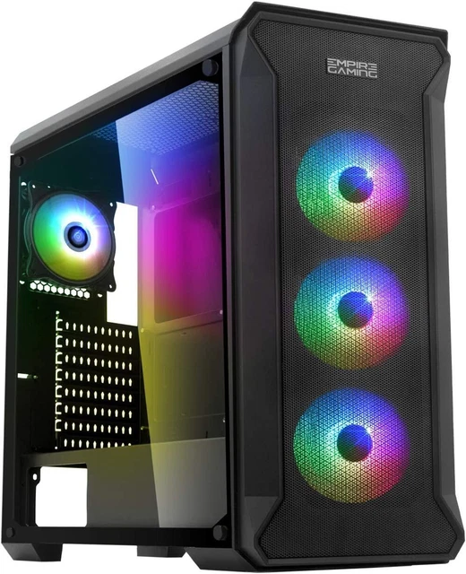 EMPIRE GAMING, RGB Empty Gaming PC Case with Glass Wall, For ATX/MATX ...