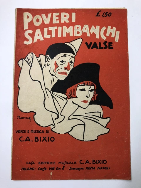 BIXIO C.A. SPARTITO Illustrato Antico, Poveri Saltimbanchi. Valse EUR ...