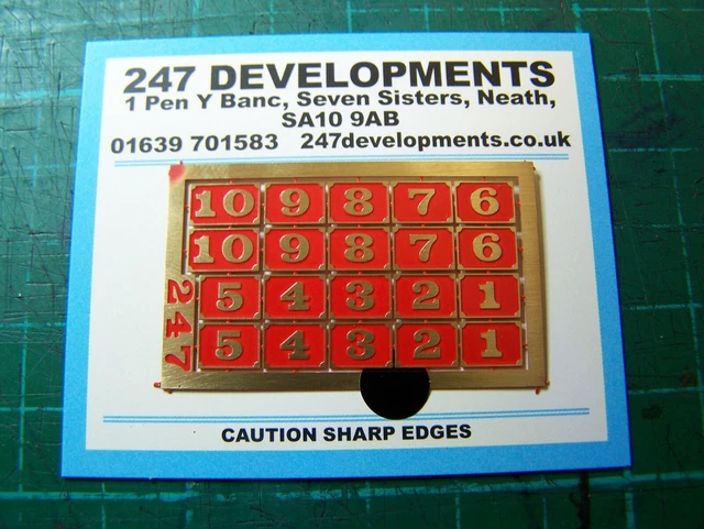 7MM SCALE 247 Developments Industrial Loco Numbers 1-10 in brass RED £ ...
