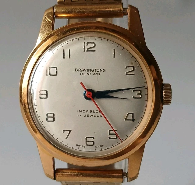 VINTAGE BRAVINGTONS RENOWN Gold Plated Gents Wristwatch 1960s £78.72 ...