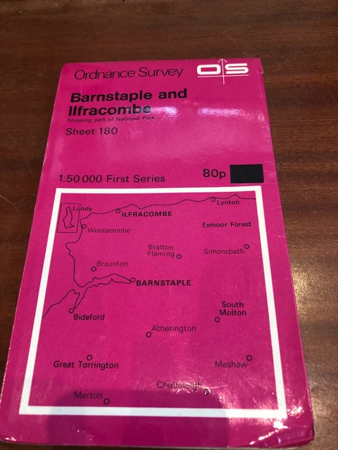 VINTAGE ORDNANCE SURVEY First Series Map 180 Barnstable & Ilfracombe,1 ...
