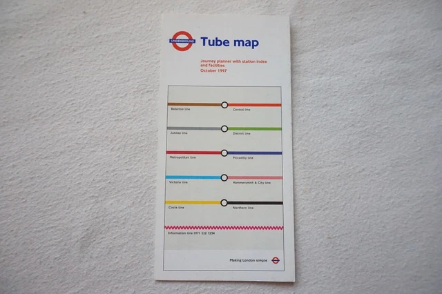OCT 1997 LONDON Underground Pocket Map Tube Map Scoot Ad VGC £15.99 ...