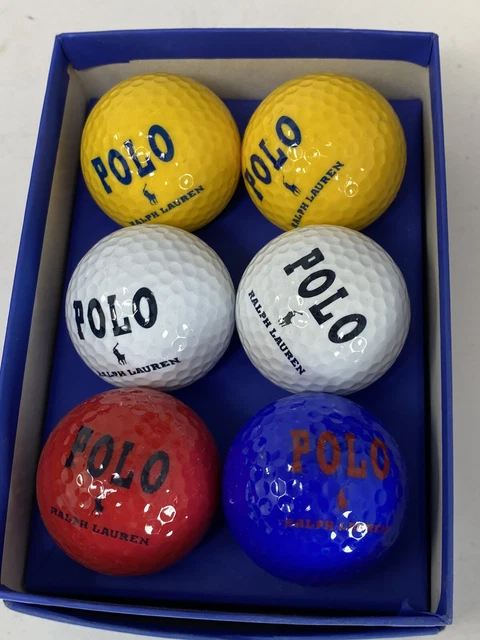 VINTAGE POLO RALPH Lauren set 6 Golf Balls With Blue, Red, Yellow White ...