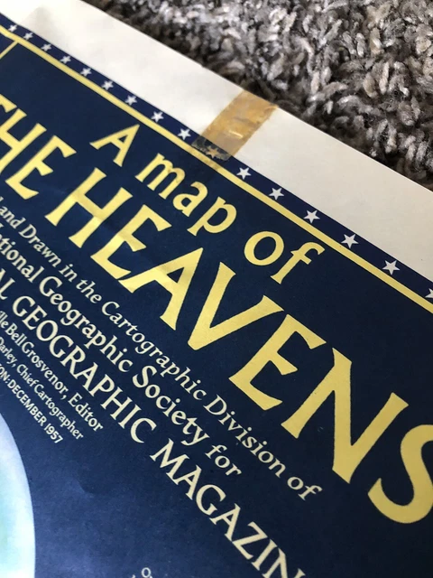 *VINTAGE 'A MAP OF THE HEAVENS'-STAR MAP by NATIONAL GEOGRAPHIC 1957 ...