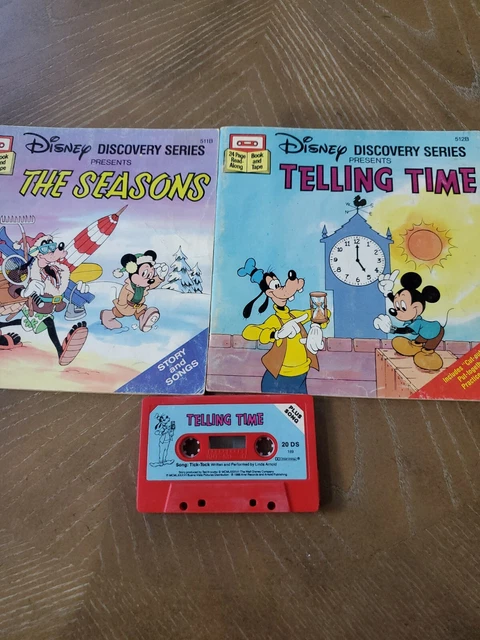 DISNEY DISCOVERY SERIES 2 Books & 1 Cassette Tape Set Telling Time ...