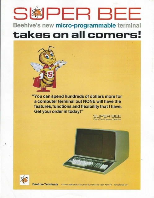 COMPUTER TERMINAL DATA Sheet - Beehive - Super Bee CRT Display Brochure ...