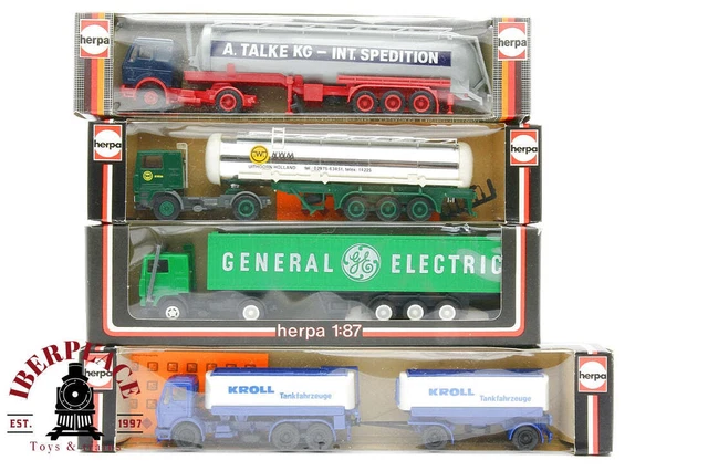 1/87 HERPA 801204 801221 4x LKW Volvo Mercedes MB camiones int ...