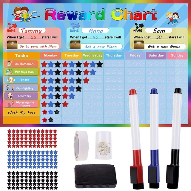 LARGE KIDS REWARD Chart with Magnetic Stars Set Good Behaviour ...
