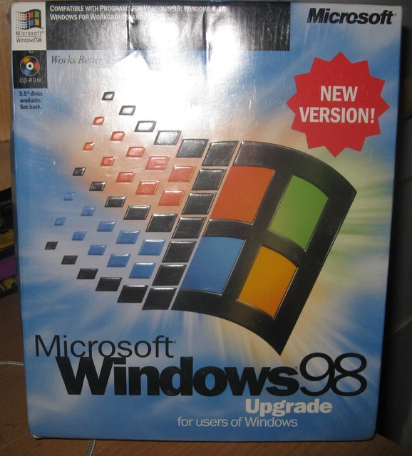 VINTAGE MICROSOFT WINDOWS 98 Upgrade *SEALED* New Big Box PC $149.95 ...