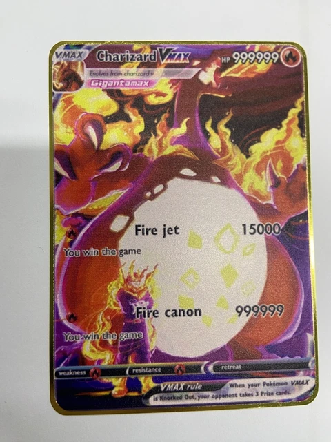 CHARIZARD VMAX HP999999 Gold Metal Pokémon Card Collectible Gift ...