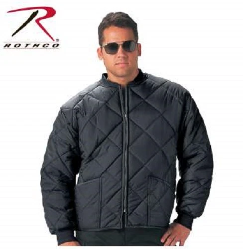FIREFIGHTER FIRE MAN Black Station Quilted Classic Jacket Flight Police ...