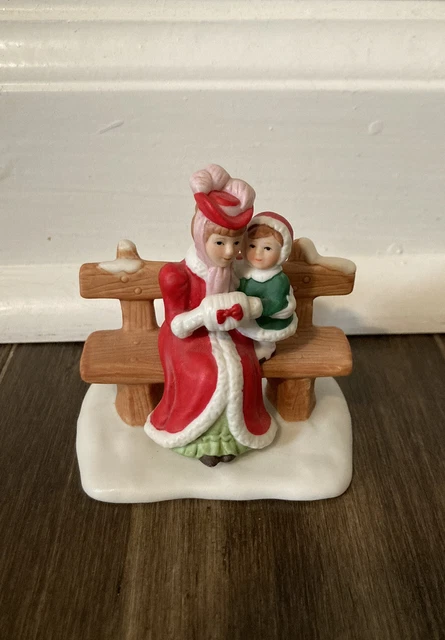 VINTAGE LEFTON COLONIAL Village “Carol & Amy on Bench” 1991 Figurine ...