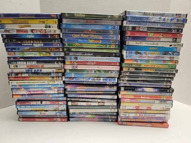 HUGE LOT OF 80 + Animated DVD Movies Children Kids Disney & More $27.99 ...
