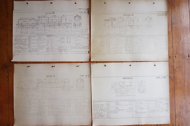 LOCOMOTIVE LOCO RAILWAY Technical Drawing Diagrams x4 Section C EUR 18 ...