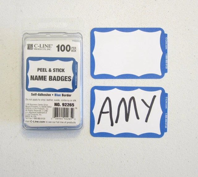 75 BLUE BORDER Badges Name Tags Labels Id Stickers Peel And Stick ...
