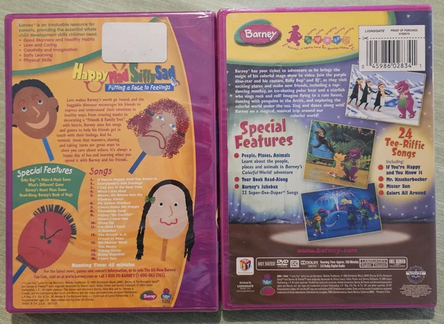 BARNEYS COLORFUL WORLD Live (DVD, 2004) Barney Happy Mad Silly Sad (DVD ...