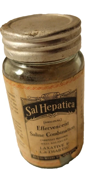 VINTAGE BRISTOL-MYERS SAL Hepatica Jar Paper Label 6 Oz. Empty $10.00 ...