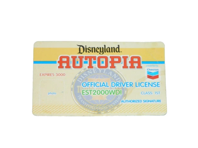 DISNEYLAND COLLECTIBLE SUZY Blank Autopia Souvenir Driver’s License $3. ...