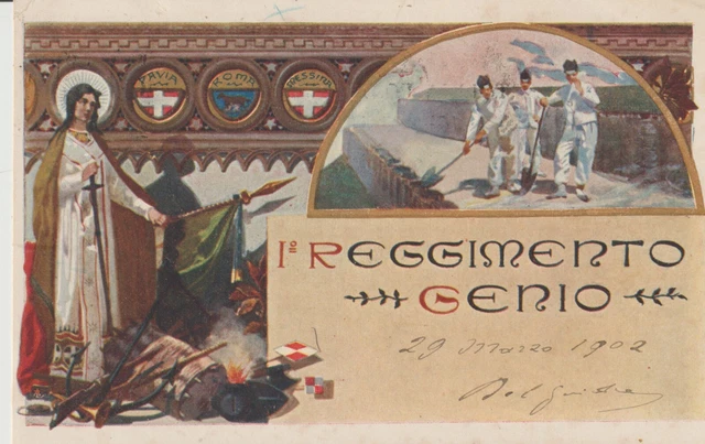 315-REGGIMENTALE SICILIA-1° REGGIMENTO Genio con stemma di Messina ...