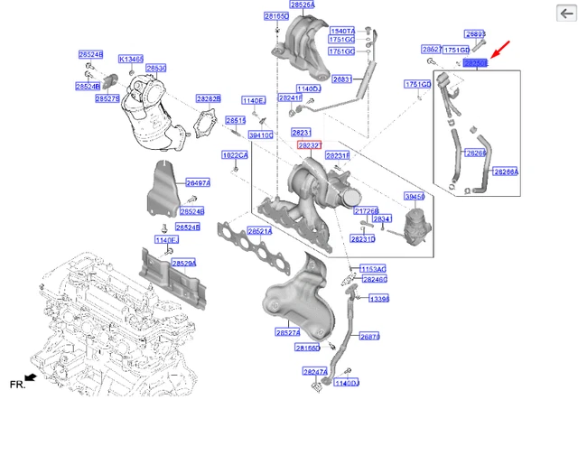 HYUNDAI KONA MK1 Turbo Wasserzufuhrschlauch Rohrbaugruppe 282352B720 ...
