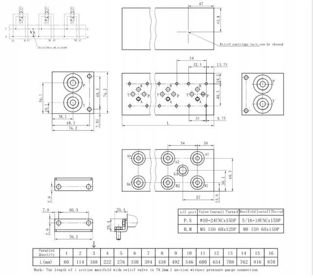 PLACA BASE 3X NG06 (CETOP 3), aluminio, con válvula limitadora de ...