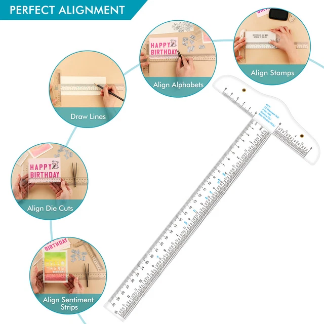 MULTIFUNCTION CLEAR ACRYLIC T-Square Ruler DIY Scrapbooking Craft ...