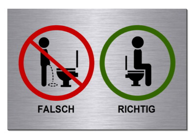 TOILETTENSCHILD-BITTE SETZEN-ALU-EDELST-OPTIK-SCHILD-15X10CM-TOILETTE ...