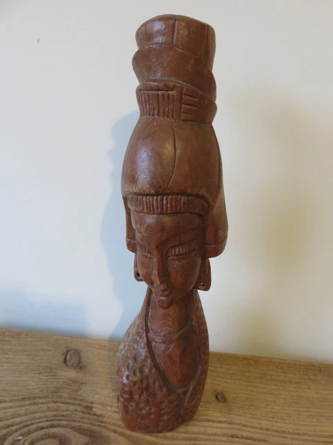 WOODEN FEMALE AFRICAN Tribal Art Hand Bust Carving, Sculpture, Ornament ...