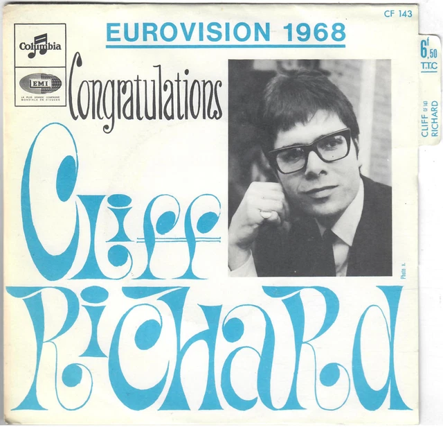 CLIFF RICHARD CONGRATULATIONS 1968 original France Languette Eurovision ...