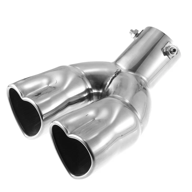 DOBLE ESCAPE PUNTA Tubo Corazón Forma 2.5" Atornillado Metal Plateado ...