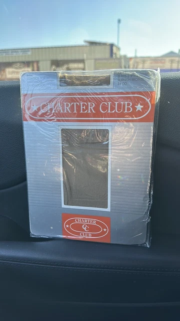 VINTAGE CHARTER CLUB control top sandalfoot pantyhose size B burnish ...