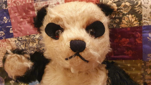 VINTAGE ANTIQUE, CHILTERN Unjoined Toy Panda, 40s/50s, Mohair, VGC ...
