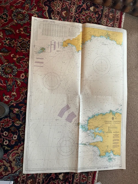 1996 VINTAGE MAP; Admiralty Chart 2655 English Channel Western Entrance ...