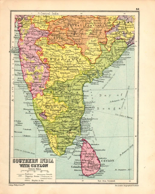CARTE DE 80 Ans ~ Inde Du Sud Avec Ceylan ~ EUR 55,07 - PicClick FR