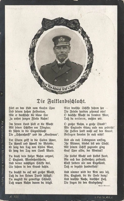 LA FALKLANDSCHLACHT VICE Admiral Graf V. Spee Carte avec Dictons ...