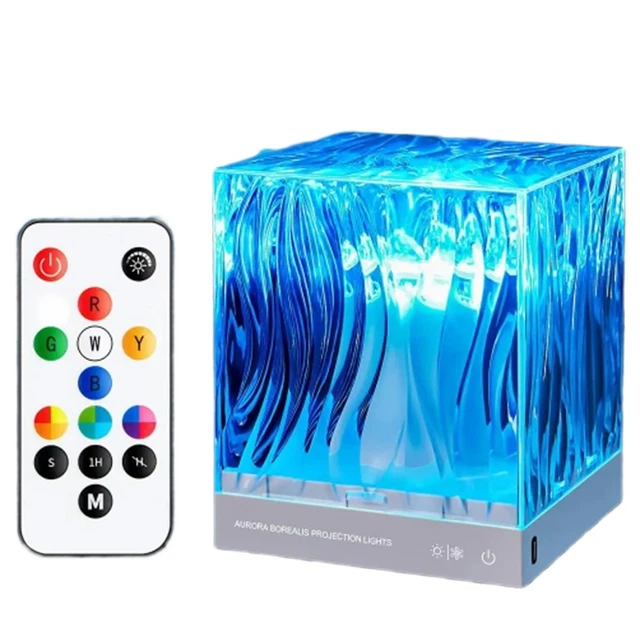 17 COLORS DYNAMIC Rotating Water Ripple Projector Night Light Crystal ...