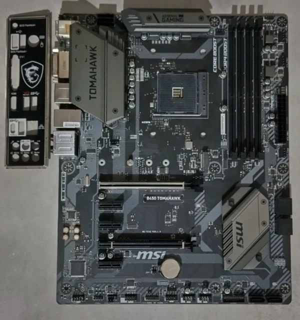 **FAULTY** MSI B450 Tomahawk, AMD AM4 ATX Motherboard incl. I/O shield ...