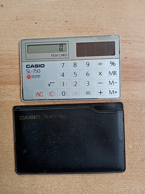 CASIO SL-750 FILM Card Solar Cell Power Pocket Calculator & Case ...