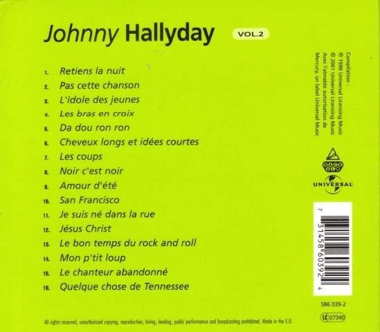 JOHNNY HALLYDAY TALENTS Du Siècle Vol 2 1CD Digipack Edition Limitée ...