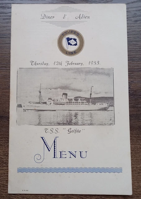 VINTAGE OCEAN LINER Menu T.S.S. Golfito Feb 1953, Passenger List & Race Meeting £15.06 - PicClick UK